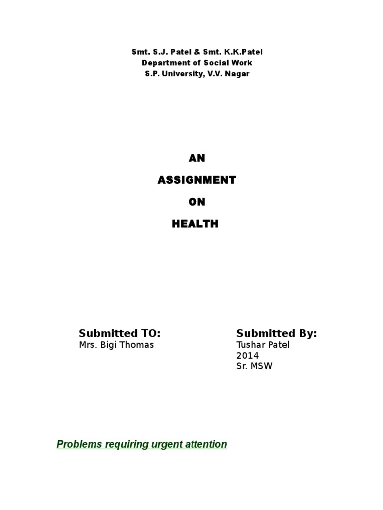 Assignment On Health | PDF | Public Health | Sanitation