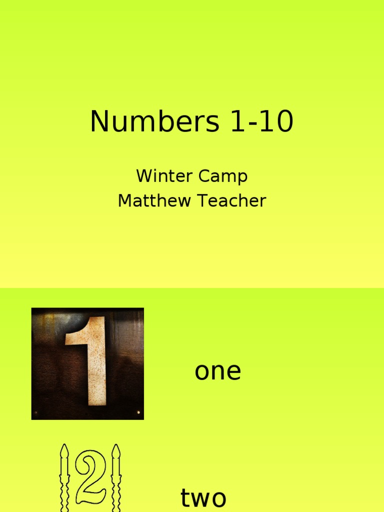 Numbers 1-10: Winter Camp Matthew Teacher | PDF | Teaching Methods ...