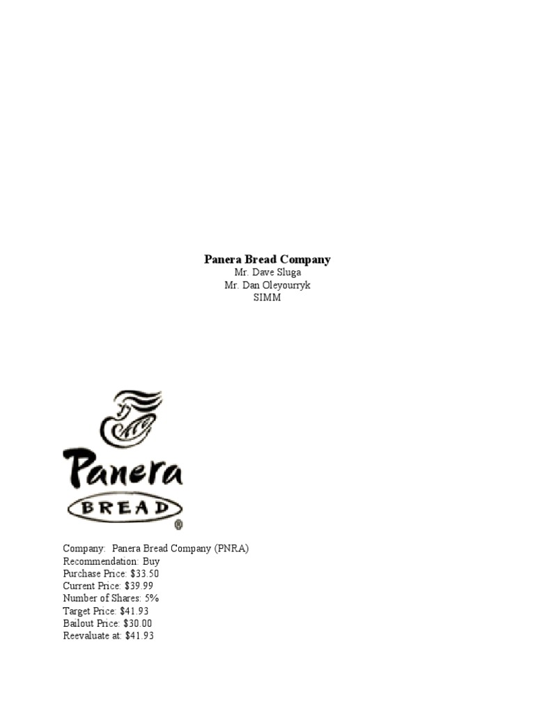 Panera Bread Stock Analysis | PDF