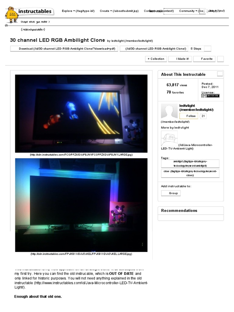 30 Channel LED RGB Ambilight Clone | PDF | Light Emitting Diode ...