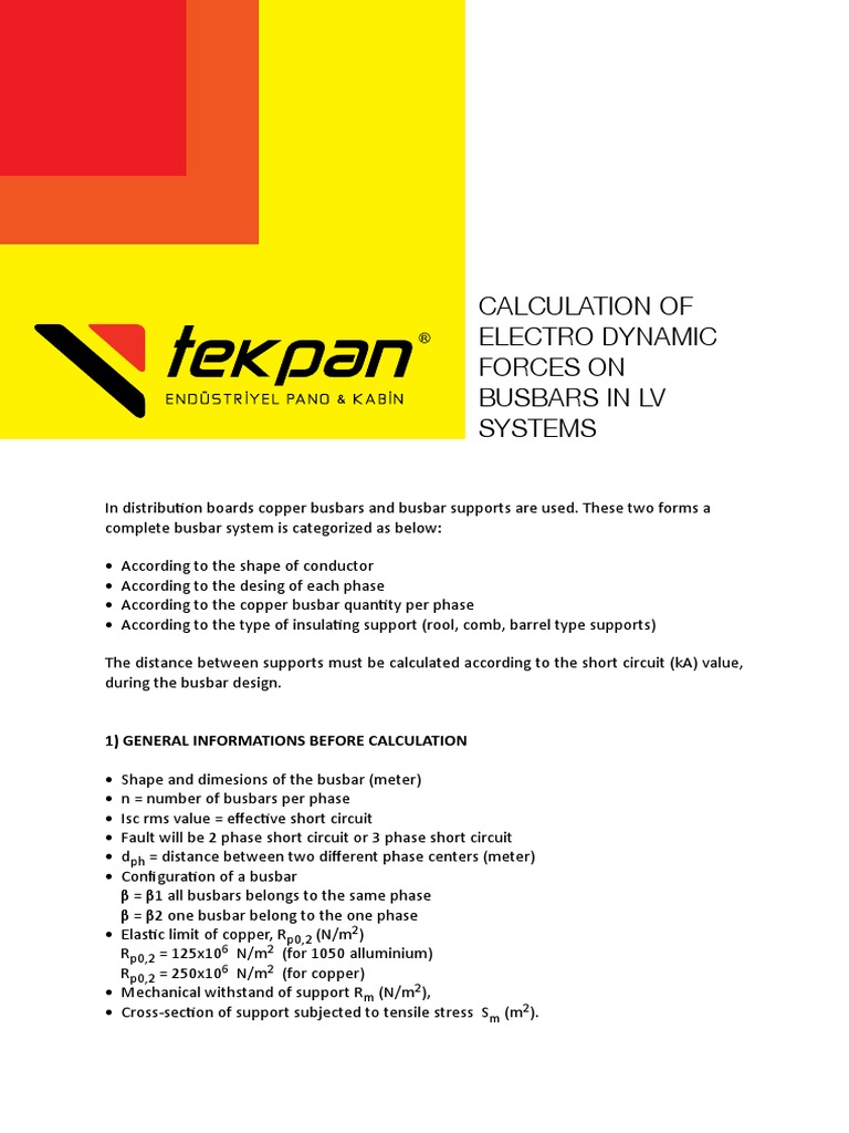 Calculation of Electro Dynamic Forces On Busbars in LV Systems | PDF ...