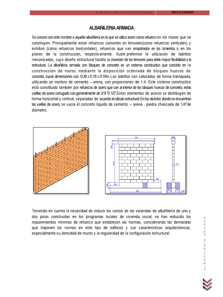Albañilería Armada: Proceso y Materiales | PDF | Fundación (Ingeniería ...