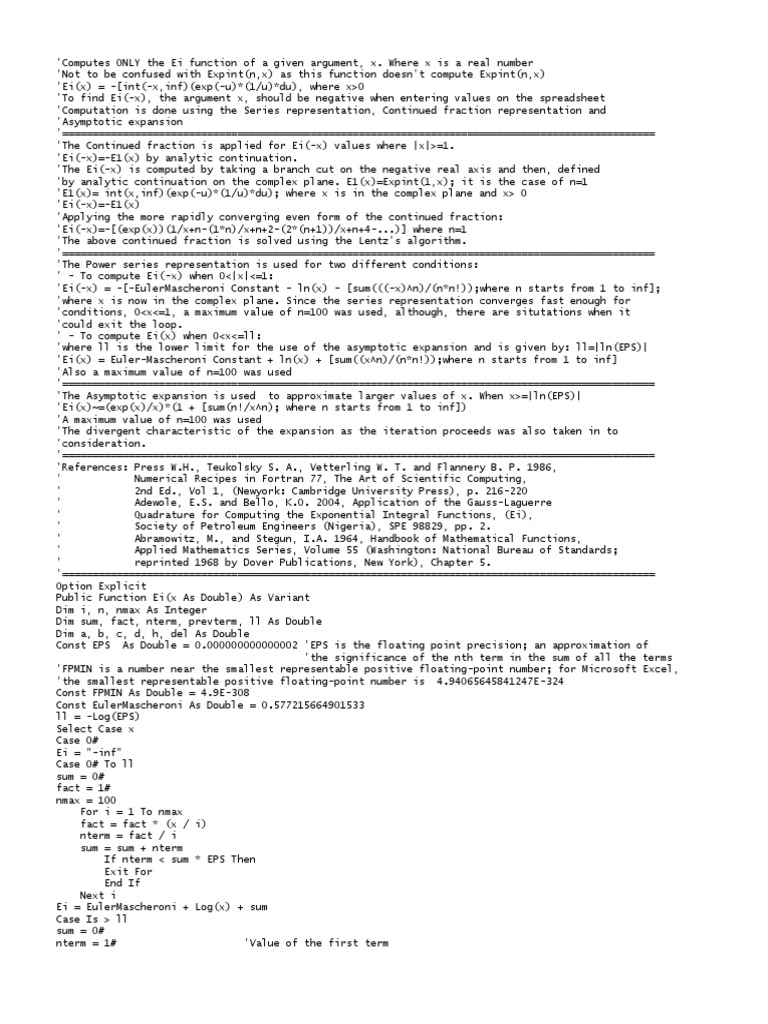 Ei Function | PDF