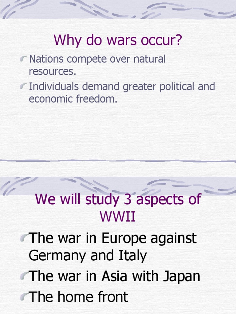 Why Do Wars Occur?: Nations Compete Over Natural Resources. Individuals ...