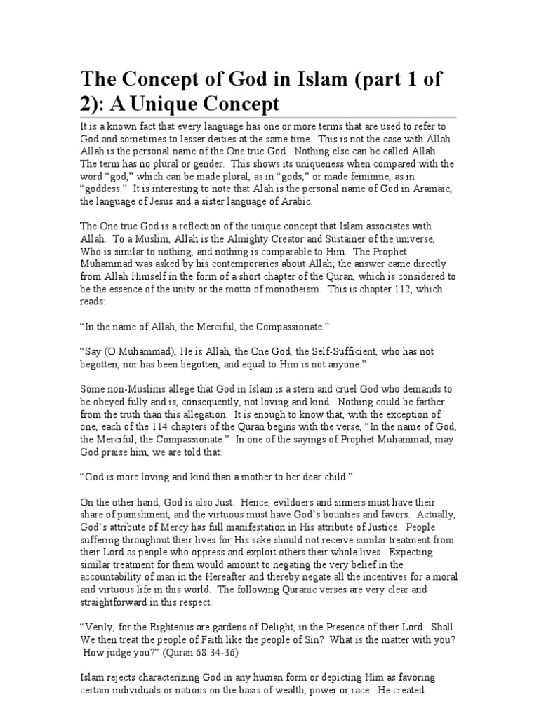 The Concept Of God In Islam Pdf God In Islam Allah