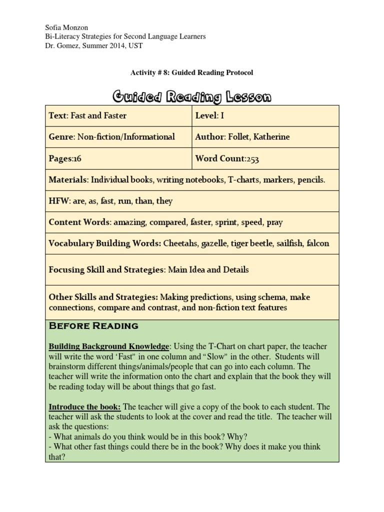 Activity 8 Guided Reading Protocol | PDF | Second Language | Reading ...