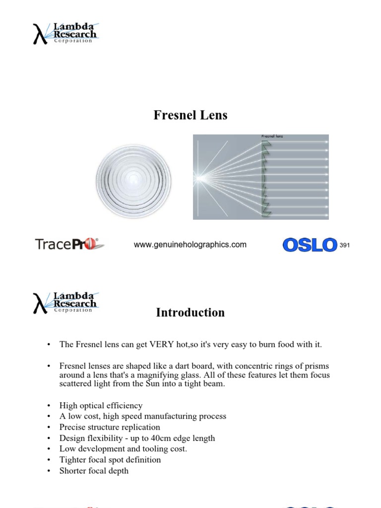 Fresnel Lens Design & Applications | PDF