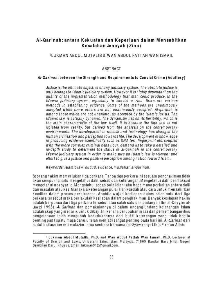 Al-Qarinah: Antara Kekuatan Dan Keperluan Dalam Mensabitkan Kesalahan ...