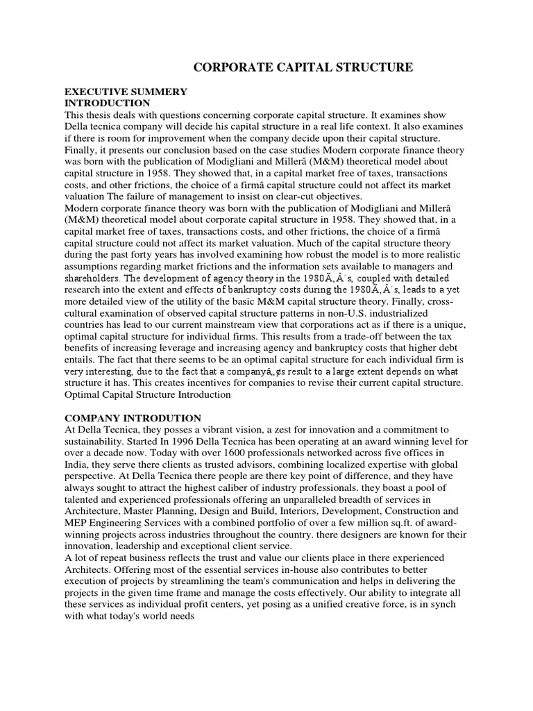 Corporate Capital Structure | Download Free PDF | Cost Of Capital ...