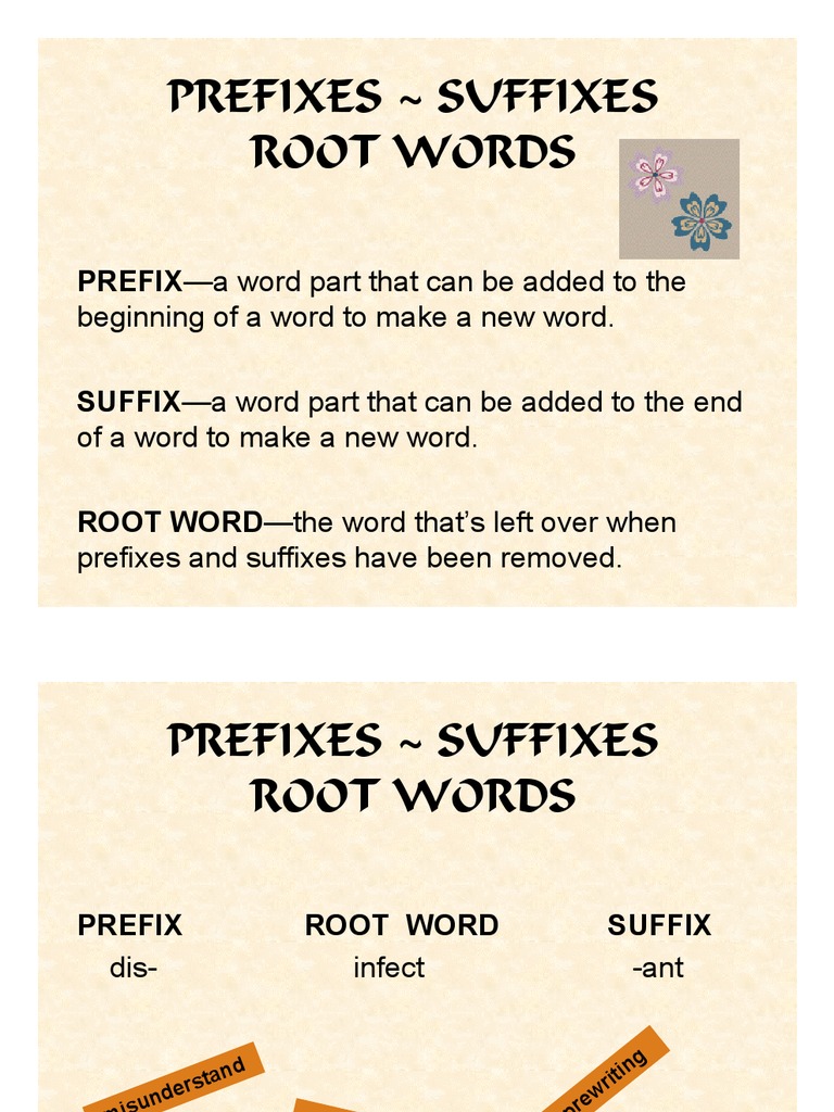 V Prefixes Suffixes Root Words | PDF