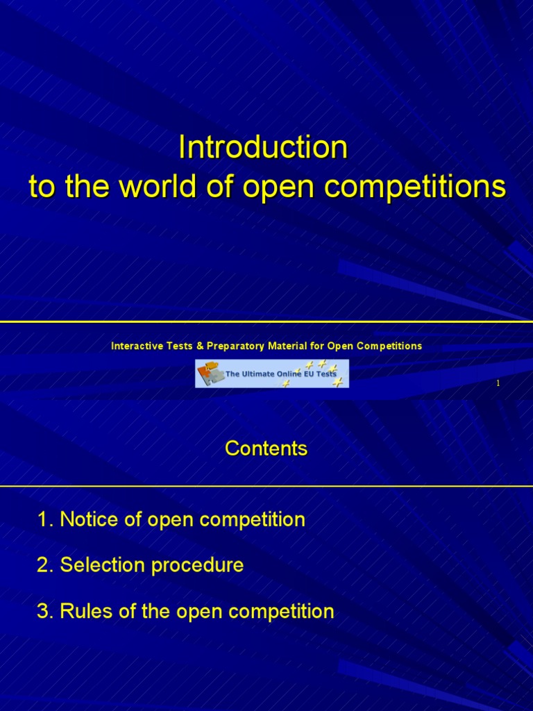 Introduction To Open Competitions | PDF | Government | Business