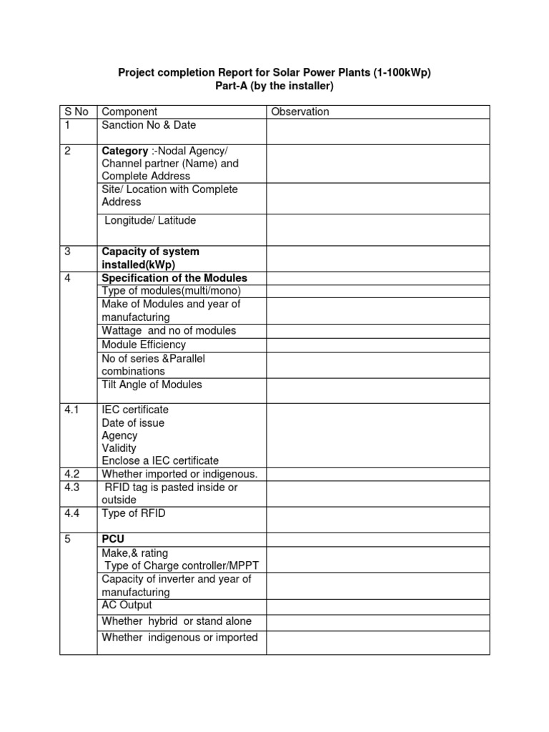 Format For Completion Report | PDF