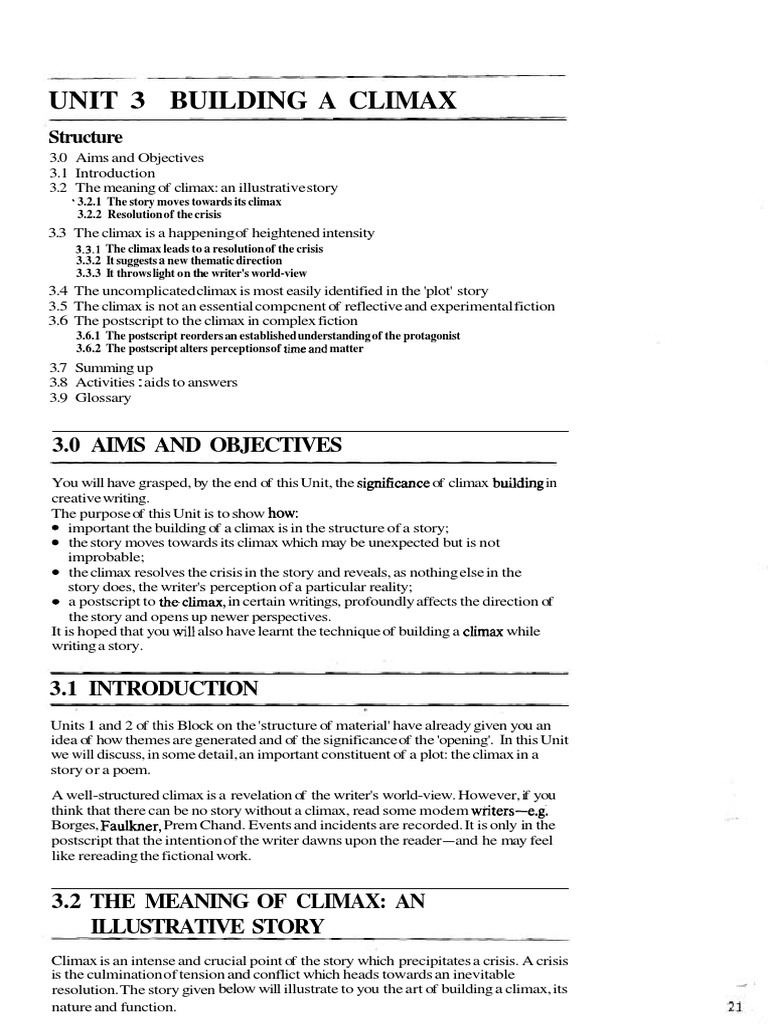 Unit 3 Building Climax: Structure | PDF | Plot (Narrative) | Narrative