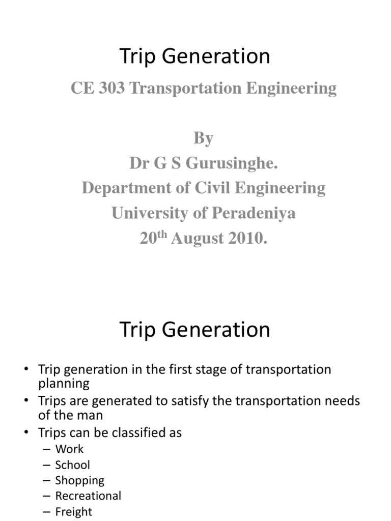 Trip Generation | PDF | Industries | Business