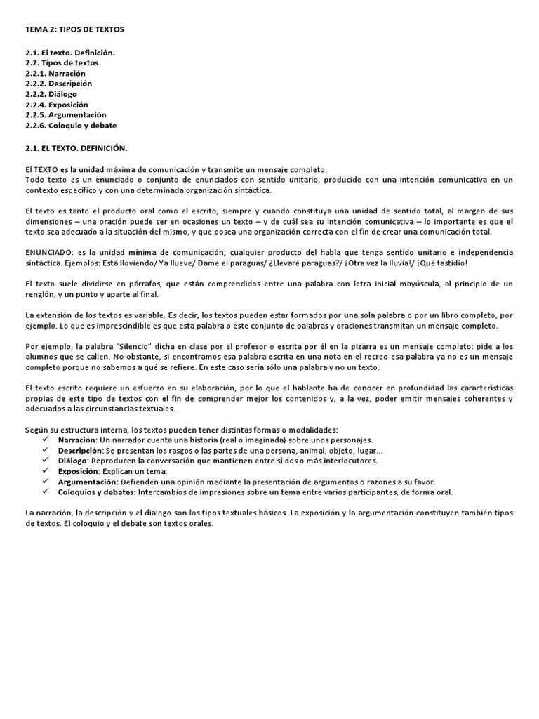 Tipos de Textos y Sus Características | PDF | Diálogo | Narración