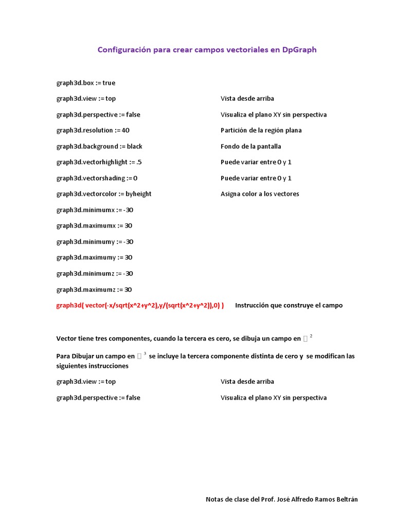 Configuración para Crear Campos Vectoriales en DpGraph | PDF