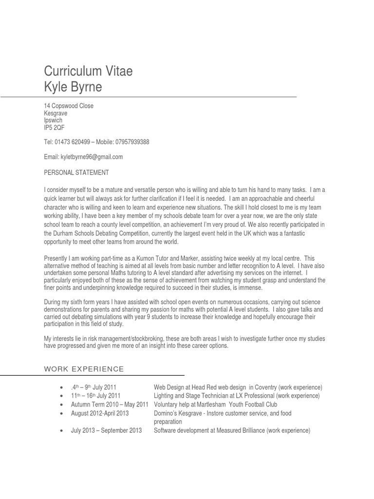 Kyle CV | PDF | Curriculum | Learning