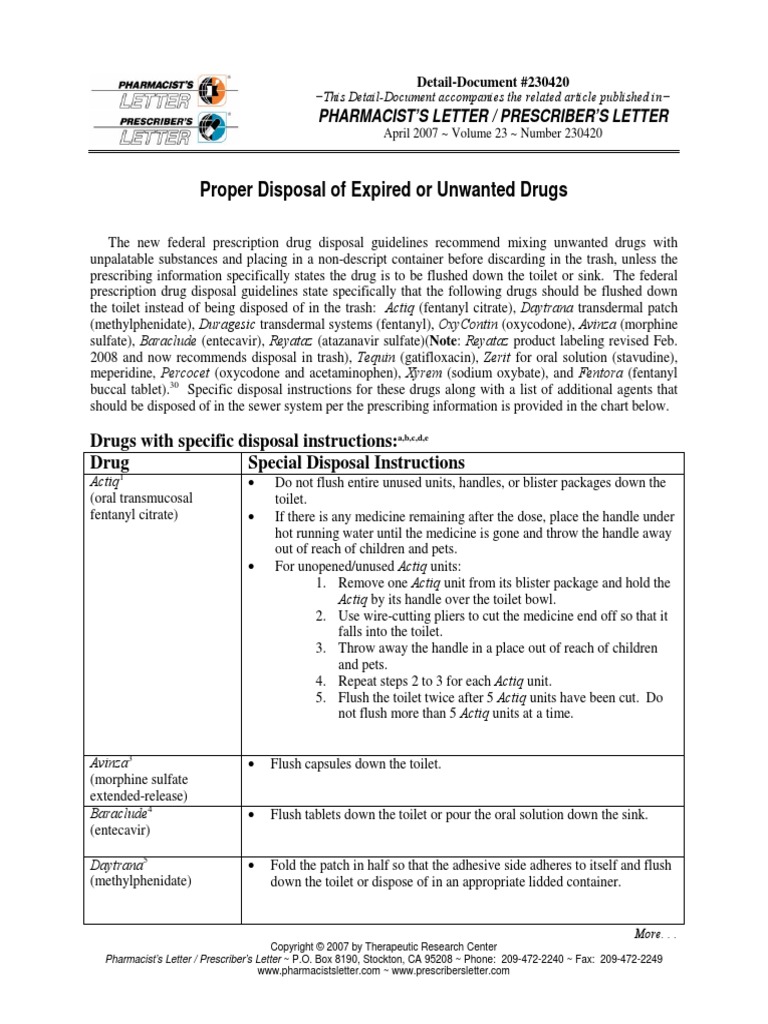 Proper Disposal of Expired or Unwanted Drugs | Pharmaceutical Drug ...