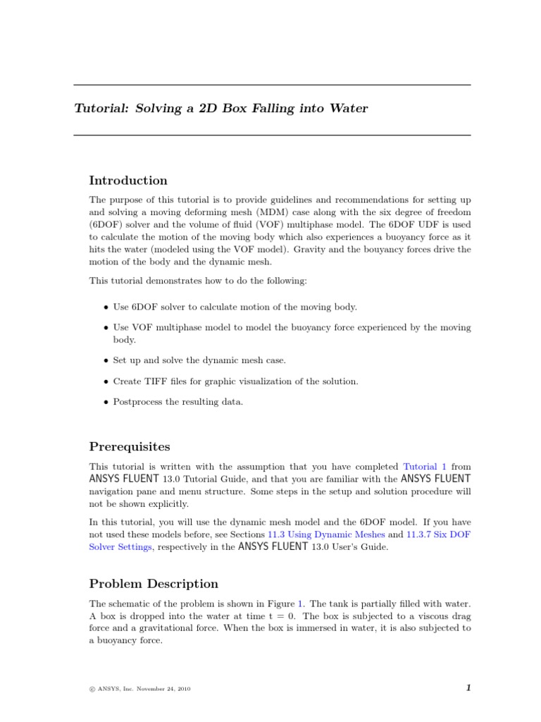 FLUENT MDM Tut 01 2d Falling Box | PDF | Turbulence | Command Line ...
