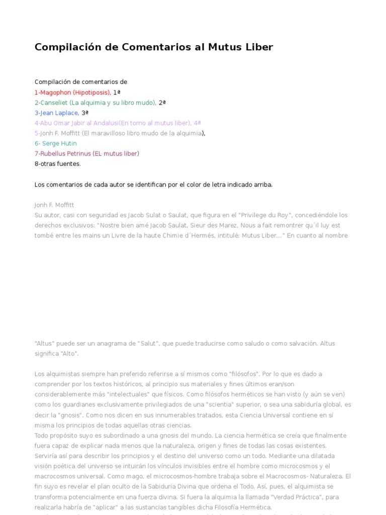 Compilación de Comentarios Al Mutus Liber 3 | PDF | Alquimia | Jacob