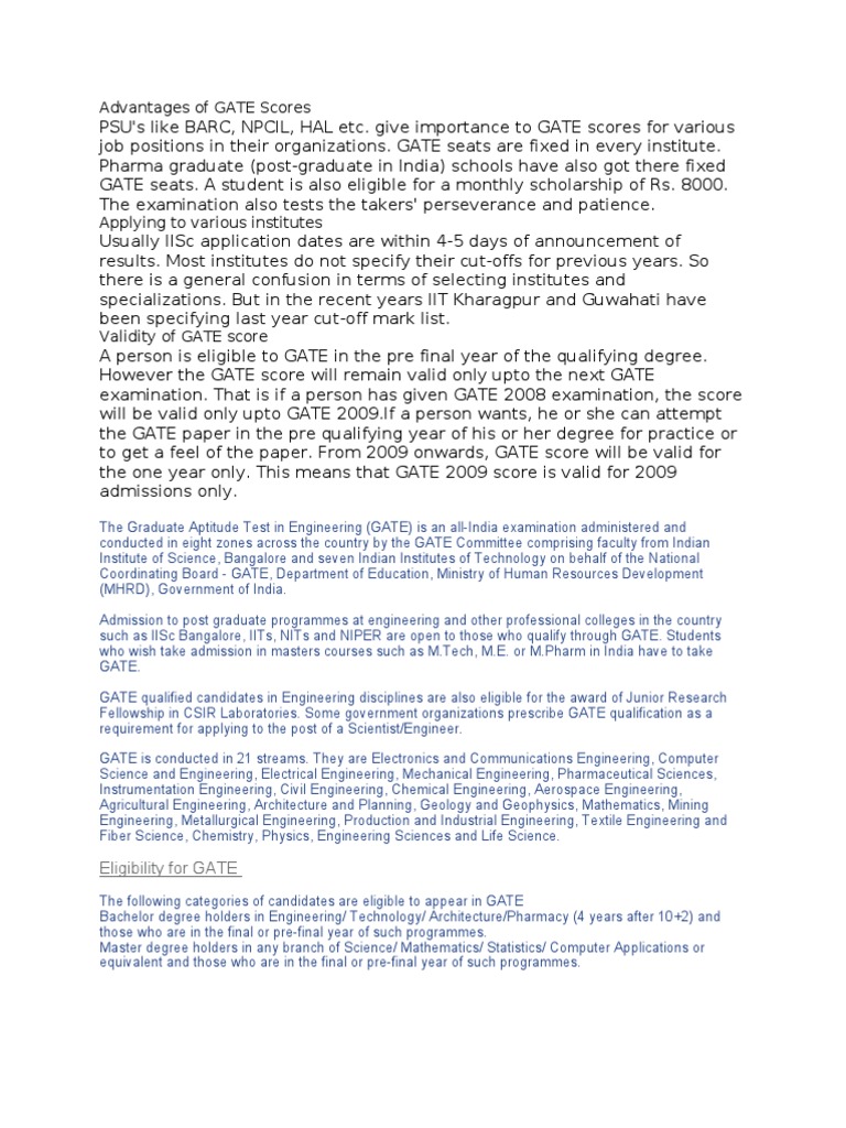 Advantages of GATE Scores | PDF | Test (Assessment) | Teaching Mathematics