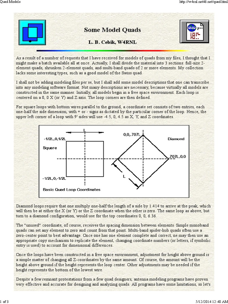 Quad Models | PDF | Wire | Diameter