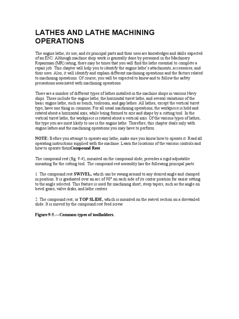 Lathes and Lathe Machining Operations | PDF | Machining | Metalworking