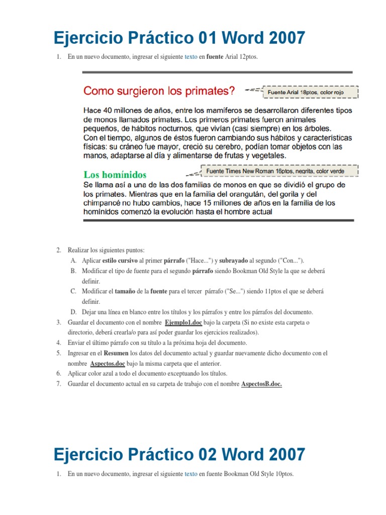 Ejercicio Práctico 01 Word 2007 | PDF | Documento | Microsoft Word