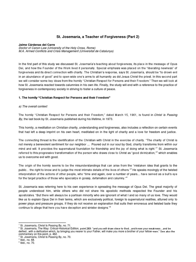 Romana Nro 53 ST Josemaria2c A Teacher of Forgiveness 28part 229 | PDF ...
