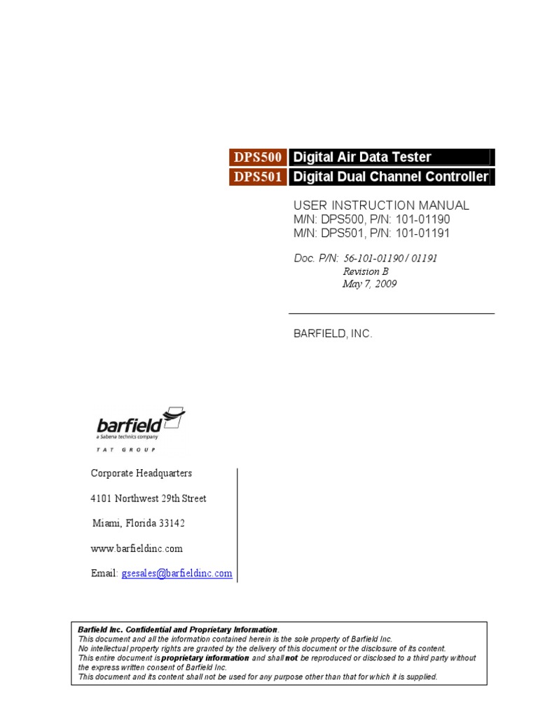 56-101-01190 - 01191-B DPS500 | PDF | Airspeed | Aerospace