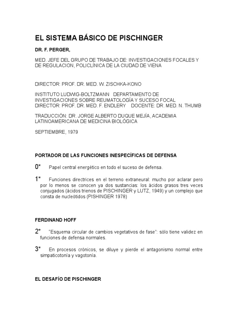 El sistema básico de Pischinger: una descripción detallada de la ...
