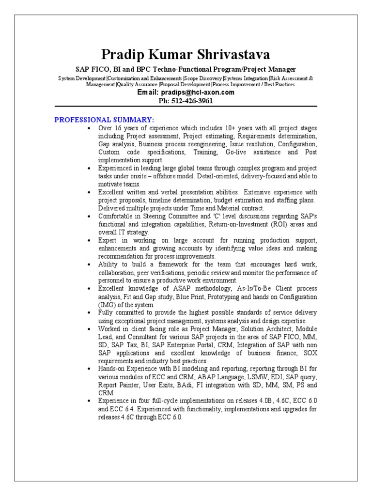 Pradip Shrivastava (PM) - Resume | PDF | Business Process | Customer ...