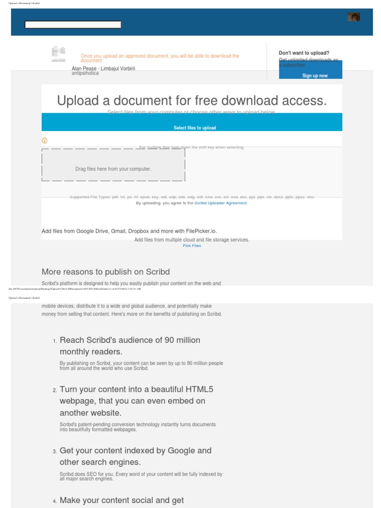 Upload A Document For Free Download Access.: More Reasons To Publish On Scribd | PDF | Scribd ...