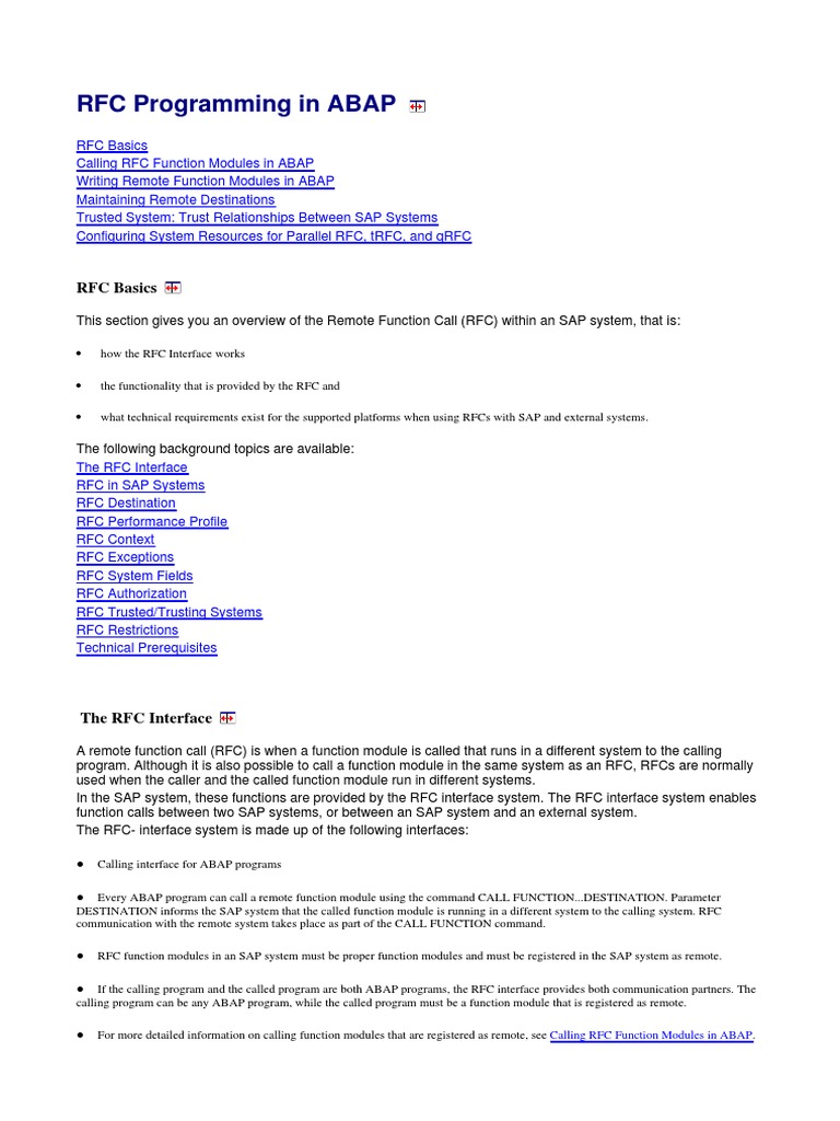 RFC Programming in ABAP Guide | PDF | Application Programming Interface | Subroutine
