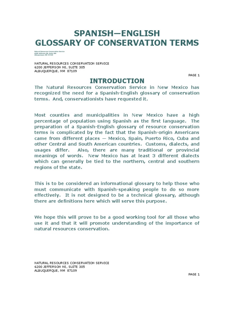 Spanish-English Conservation Glossary | PDF | Fertilizer | Soil