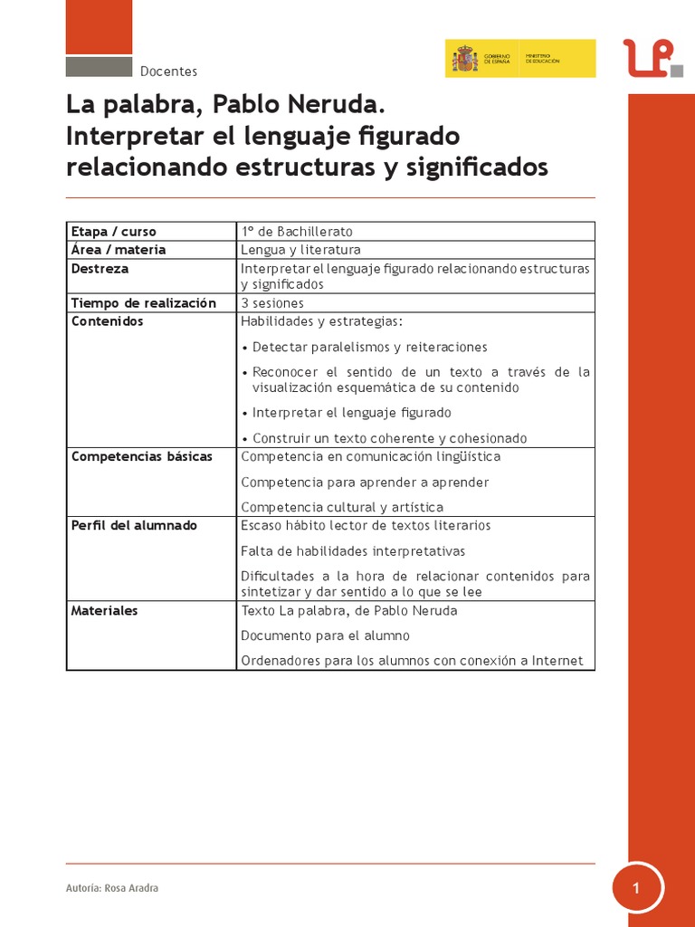 La Palabra de Pablo Neruda. Interpretacion | PDF | Palabra | Lingüística