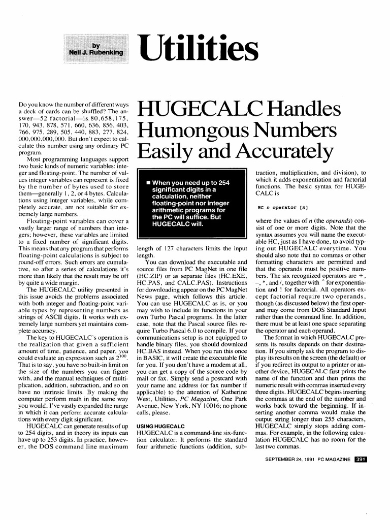Calculating Huge Numbers Pdf Binary Coded Decimal Command Line Interface