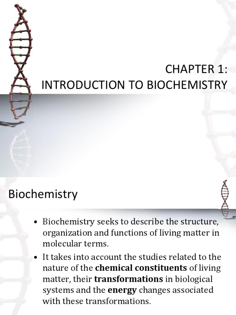 1-Chapter 1 Introduction To Biochemistry | PDF | Biomolecules | Cell ...