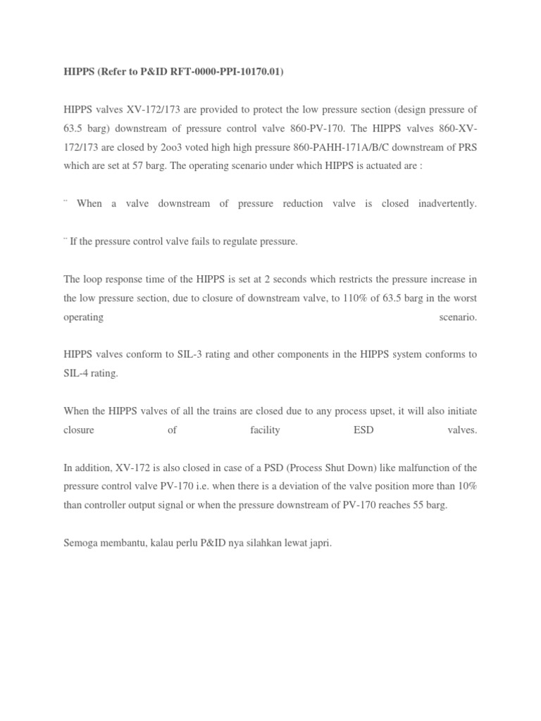 HIPPS Valve Operation and Protection Details | PDF