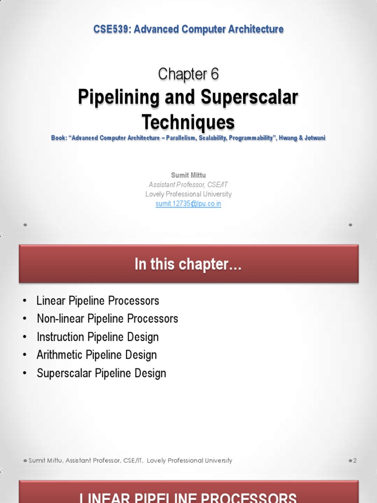 Pipelining and Superscalar Techniques: CSE539: Advanced Computer Architecture | PDF ...