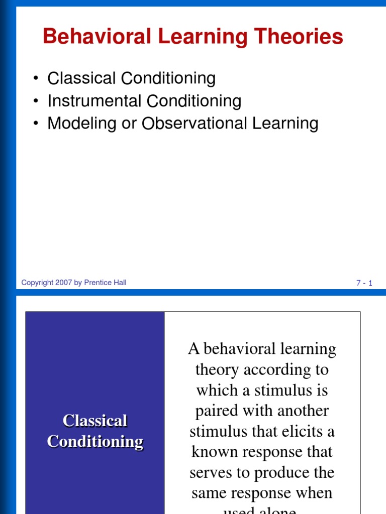Behavioral Learning Theories | PDF | Classical Conditioning | Learning