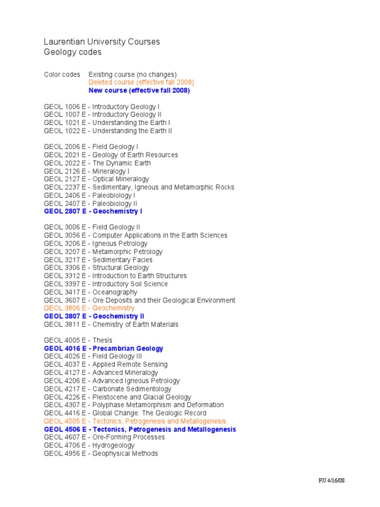 Laurentian University Geology Courses | PDF