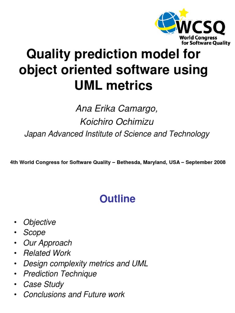Quality Prediction Model For Object Oriented Software Using UML Metrics | PDF | Logistic ...
