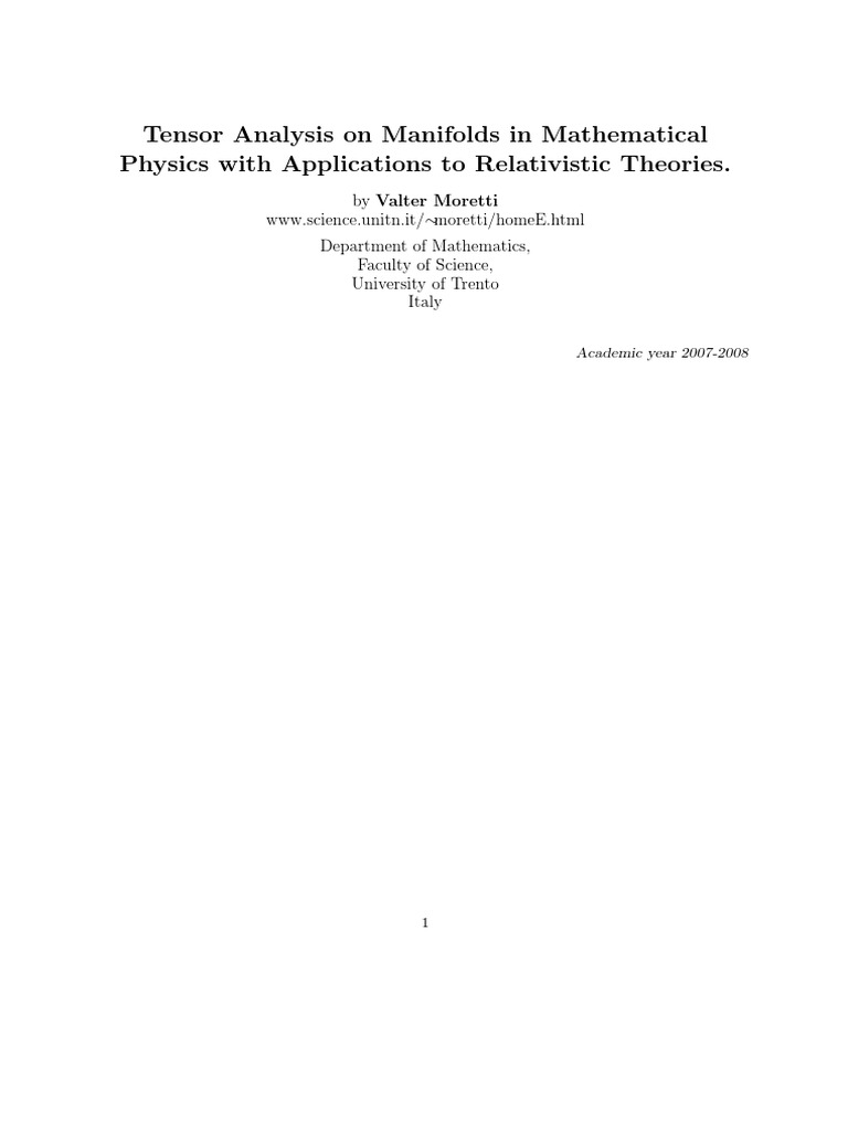 Tensors Manifolds and Relativity | PDF | Differentiable Manifold ...