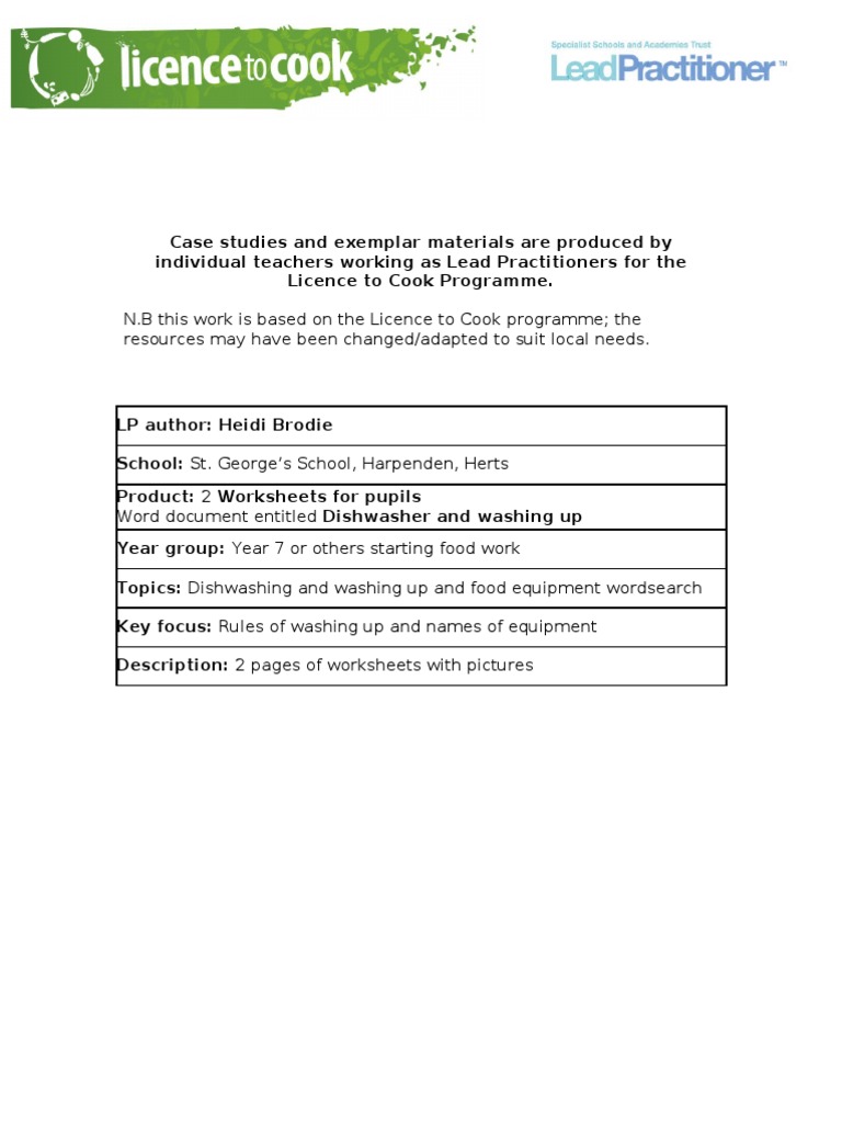 3 Worksheet Dishwasher and Washing Up | PDF | Dishwasher | Tableware