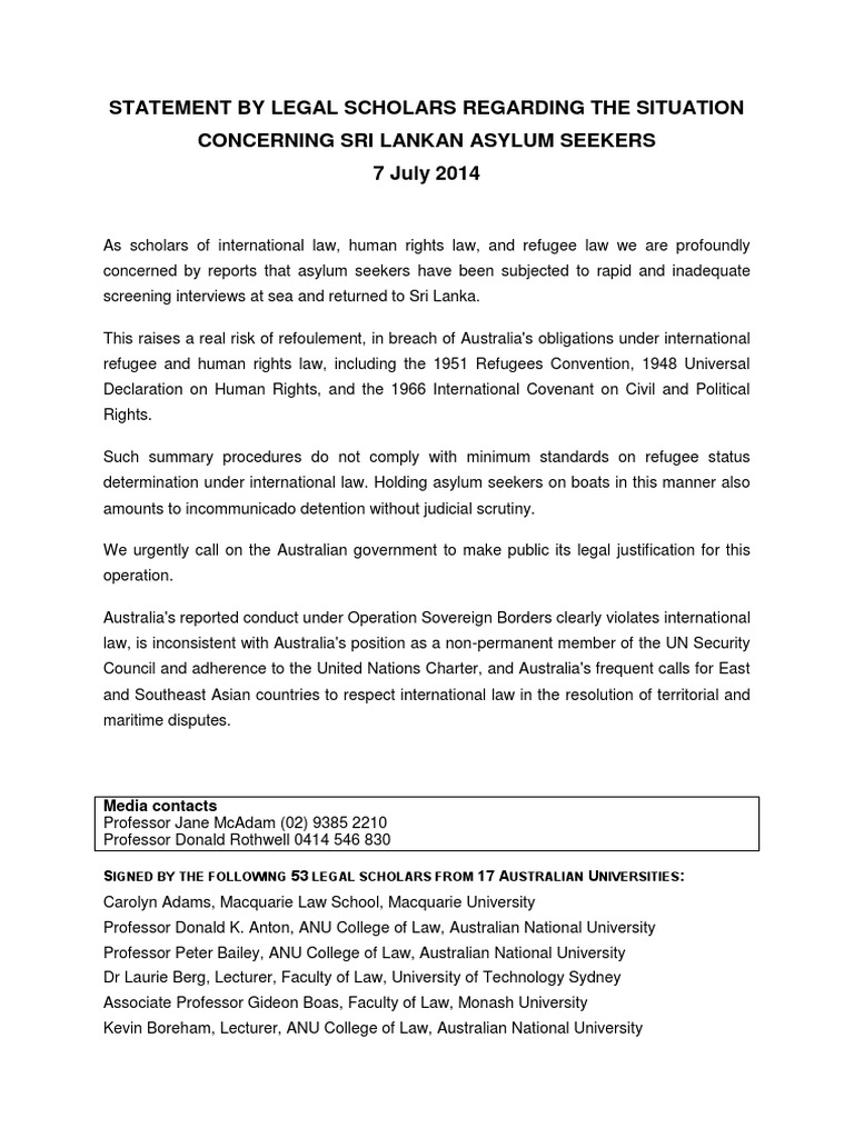 Statement by Legal Scholars Regarding The Situation Concerning Sri ...