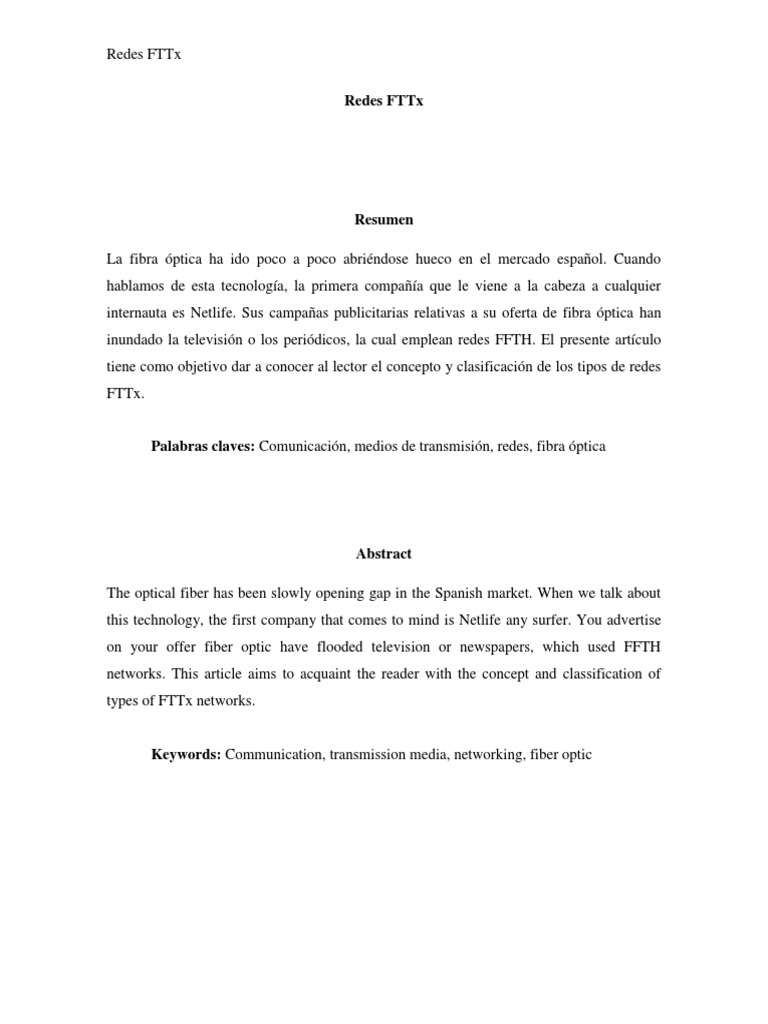 Redes FFTX | Descargar gratis PDF | Equipo de telecomunicaciones ...