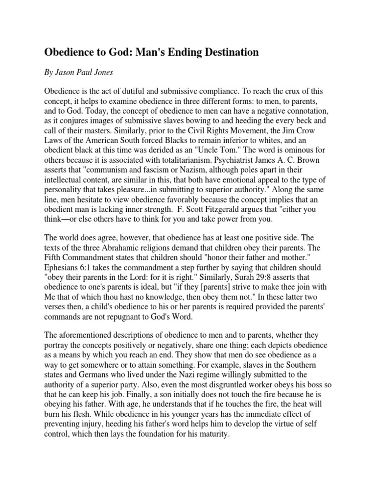 Obedience To God: Man's Ending Destination: by Jason Paul Jones | PDF ...