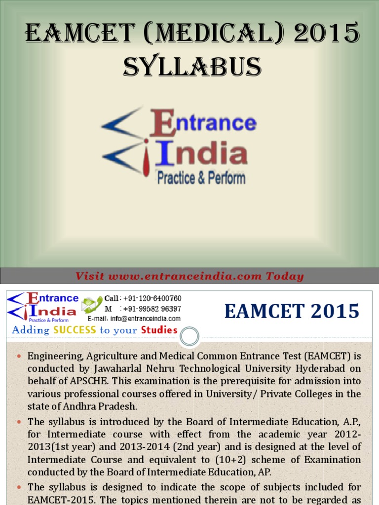 EAMCET 2015 Medical Syllabus Overview | PDF | Rotation Around A Fixed ...