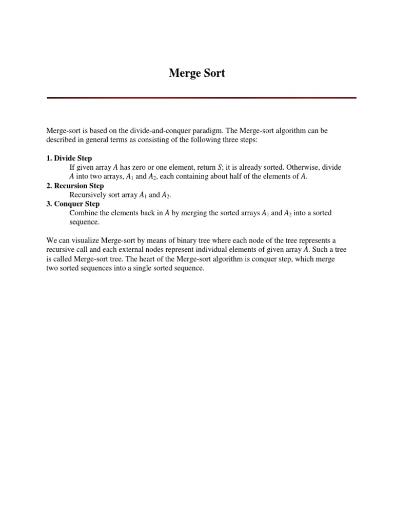 Merge Sort: 1. Divide Step | PDF | Information Retrieval | Discrete ... Merge Sort: 1. Divide Step | PDF | Information Retrieval | Discrete ...